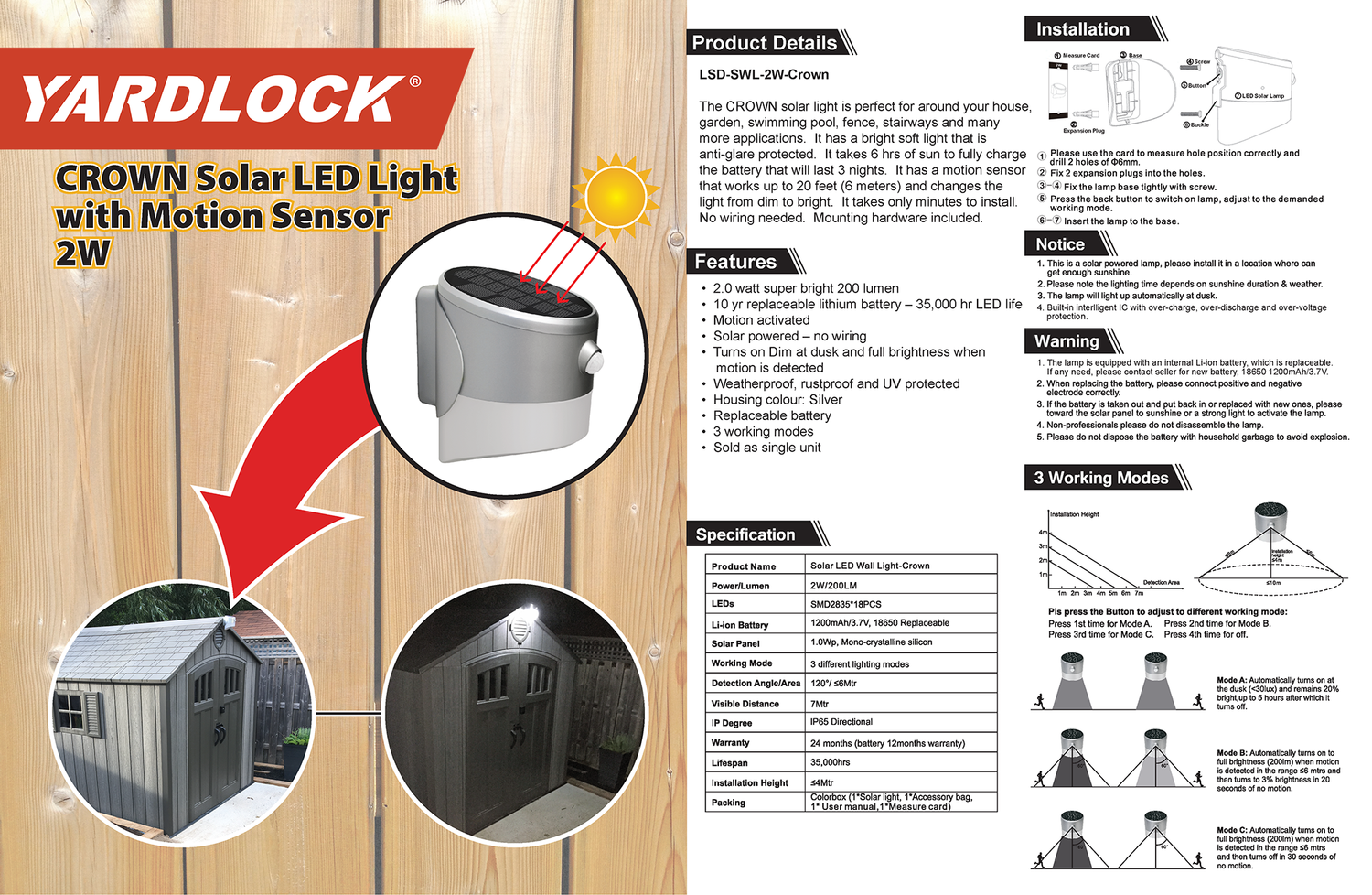 2 Watt CROWN Solar Light – YARDLOCK CORPORATION